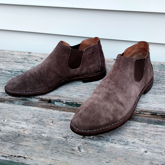 Trask | Shoes | Trask Allison Suede Chelsea Ankle Booties In Dark Ash ...